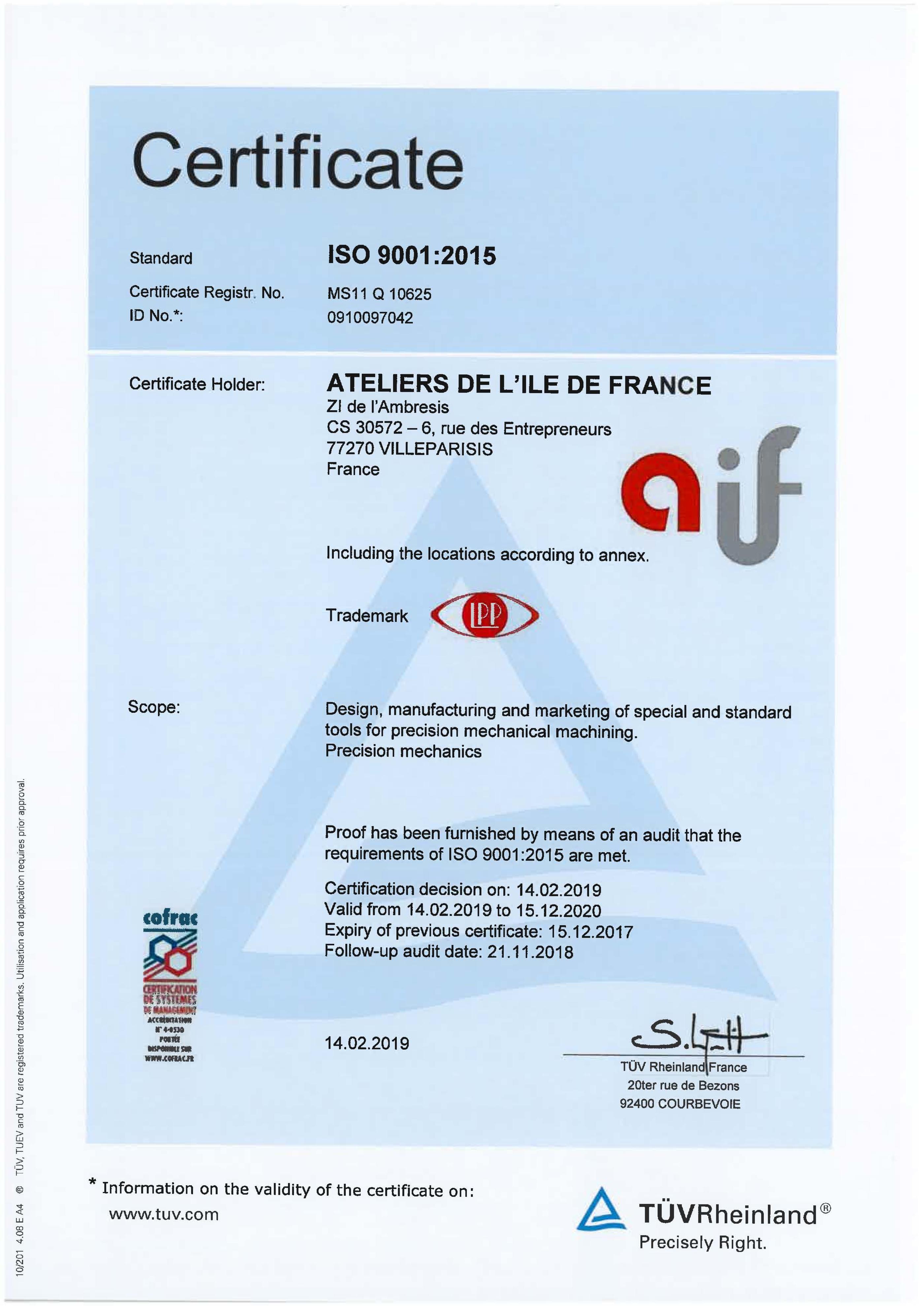 Quality Certifications